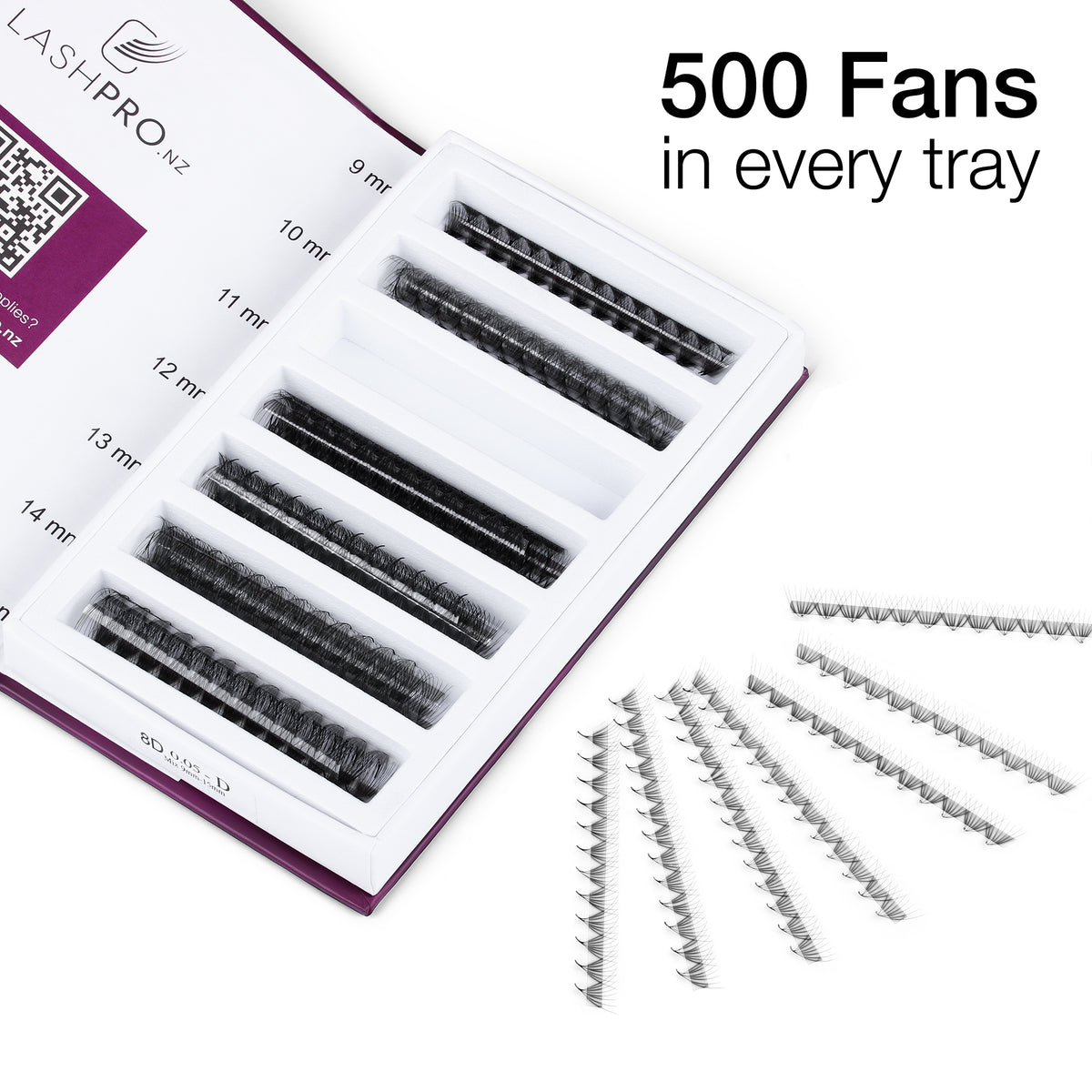 500 Pro Made Fans Mixed 9-15mm - Strip Backing – Lash Pro NZ
